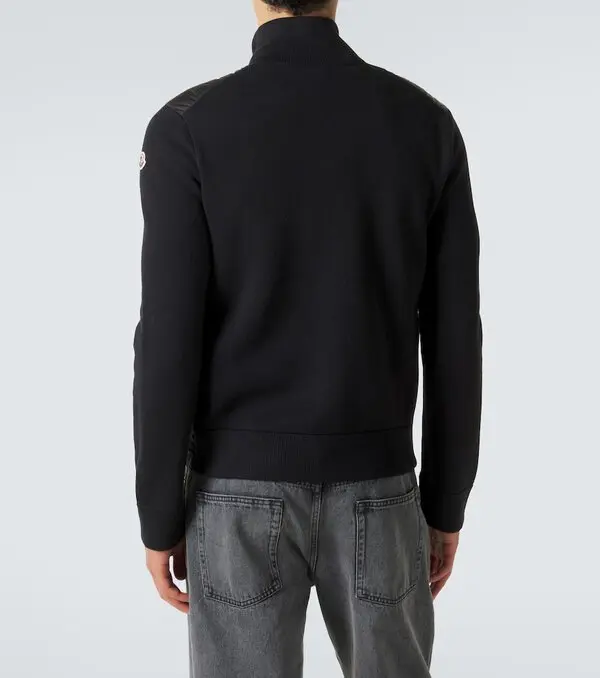Moncler Tricot Down-paneled Wool-blend Cardigan - Black