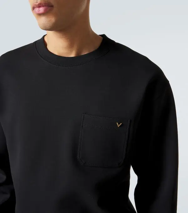 Valentino Garavani Cotton-blend Jersey Sweatshirt With Chest Pocket