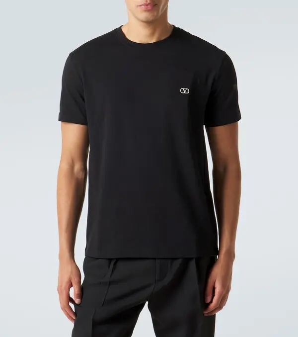 Valentino Garavani Vlogo Cotton Jersey T-shirt - Black