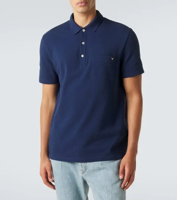Valentino Garavani Vgold Cotton Piqué Polo Shirt