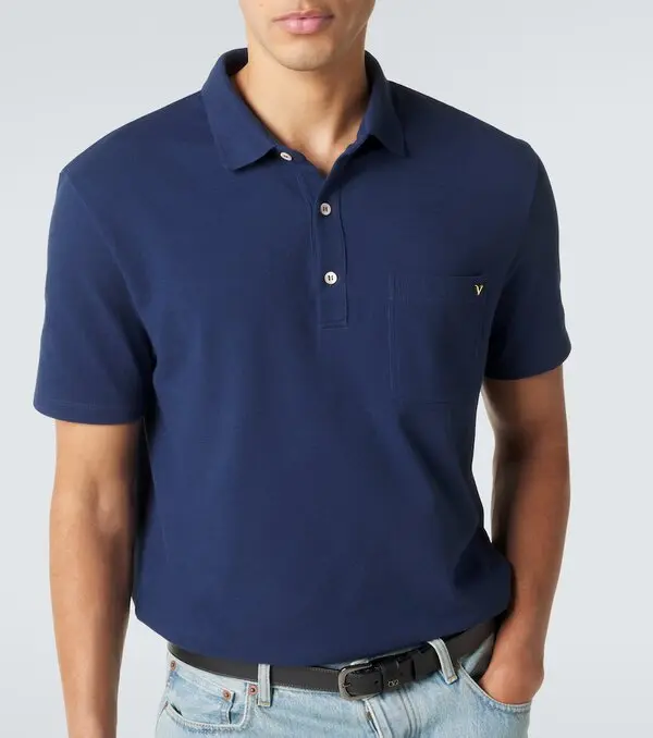 Valentino Garavani Vgold Cotton Piqué Polo Shirt