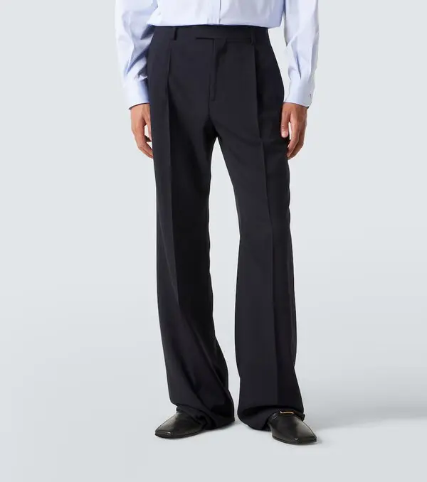 Valentino Garavani Virgin Wool Straight Leg Pants - Blue