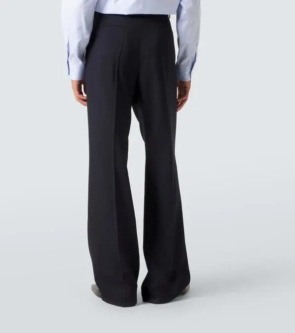 Valentino Garavani Virgin Wool Straight Leg Pants - Blue