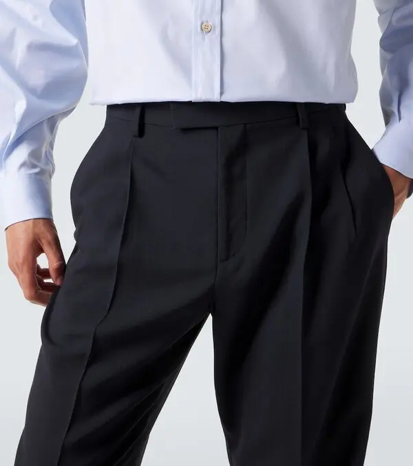 Valentino Garavani Virgin Wool Straight Leg Pants - Blue