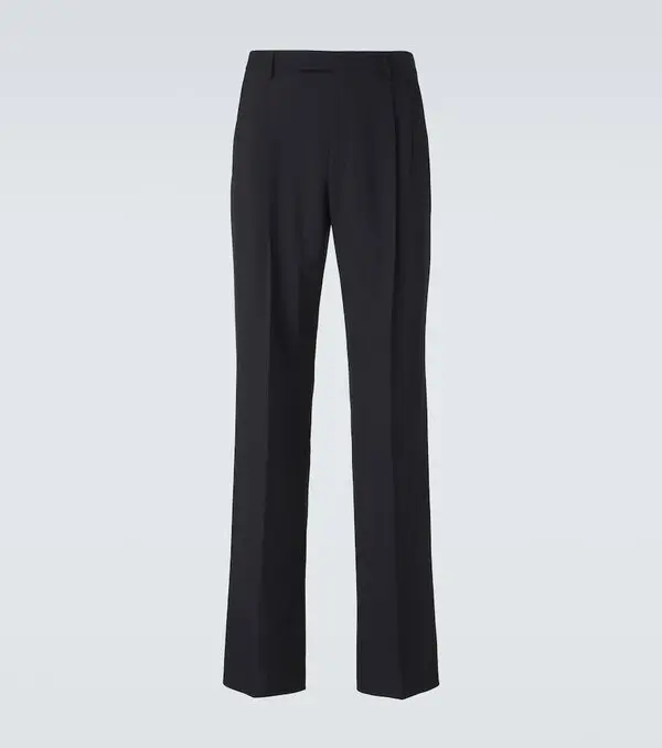 Valentino Garavani Virgin Wool Straight Leg Pants - Blue