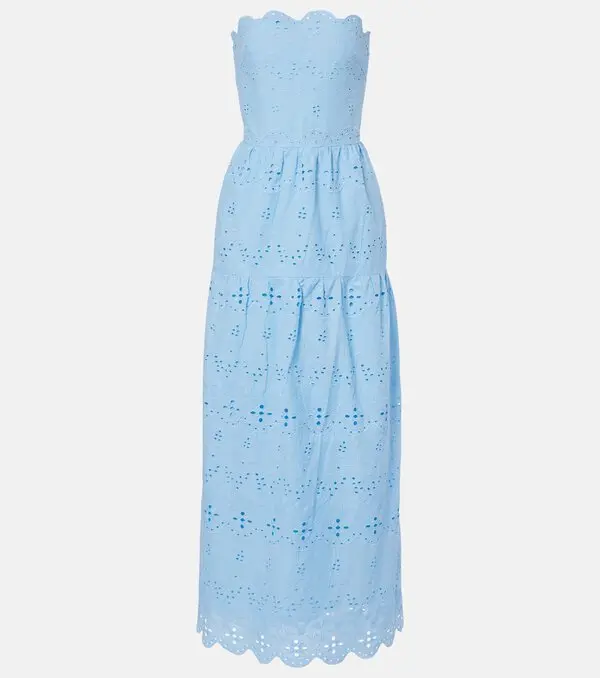 Melissa Odabash Sophie Broderie Anglaise Cotton Maxi Dress - Blue