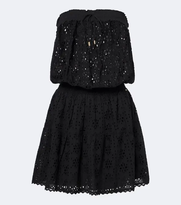Melissa Odabash Colette Broderie Anglaise Cotton Minidress - Black