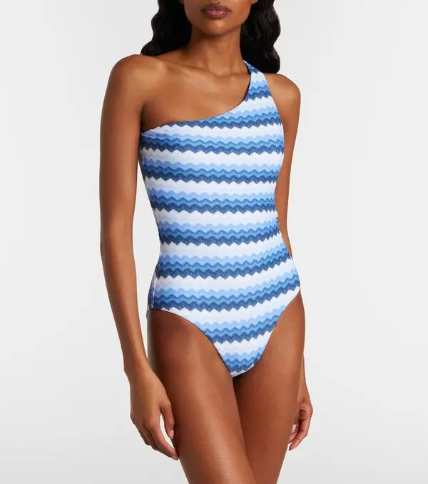 Melissa Odabash One-shoulder Chevron Swimsuit