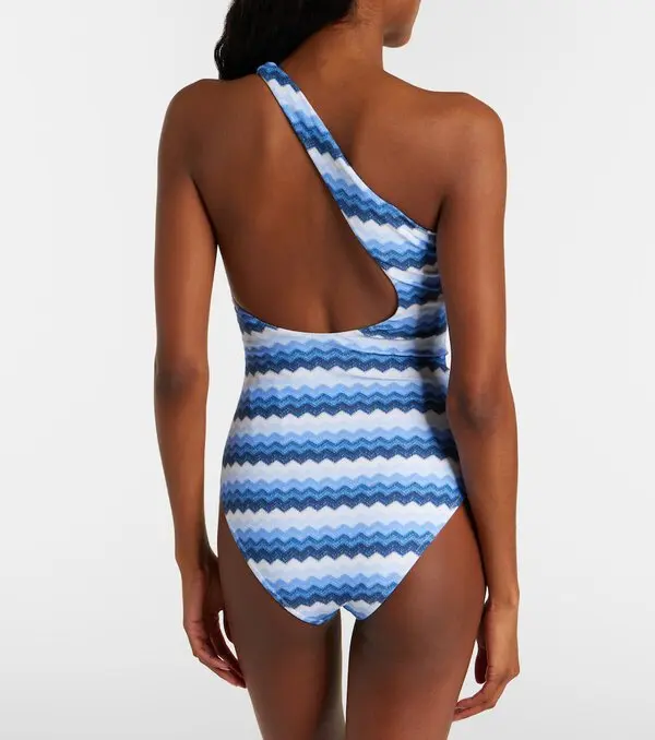 Melissa Odabash Chevron One-shoulder Swimsuit
