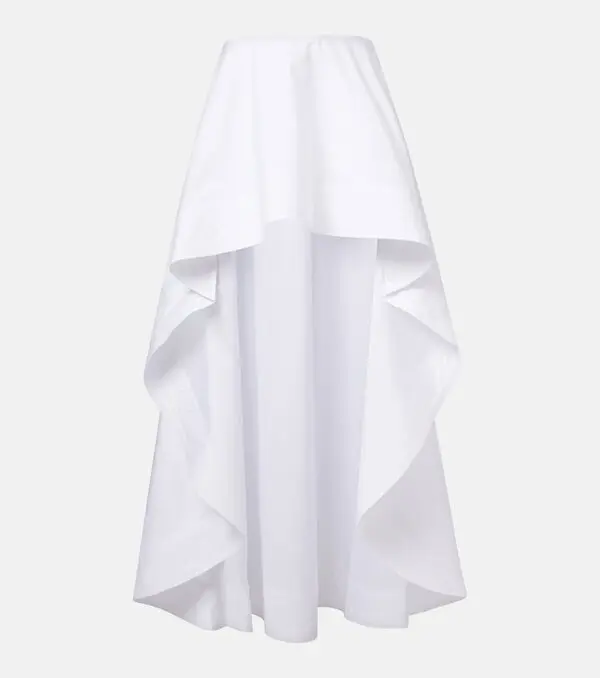 Stella McCartney Asymmetric Ruffled Cotton Poplin Miniskirt - White