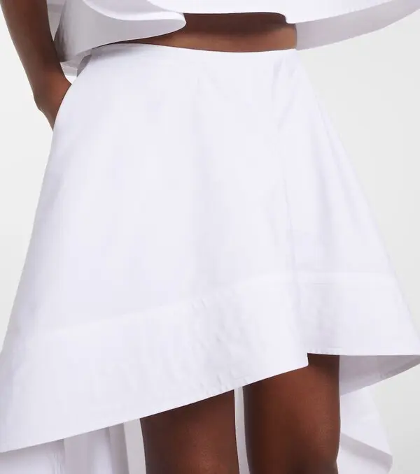 Stella McCartney Asymmetric Ruffled Cotton Poplin Miniskirt - White