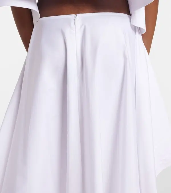 Stella McCartney Asymmetric Ruffled Cotton Poplin Miniskirt - White