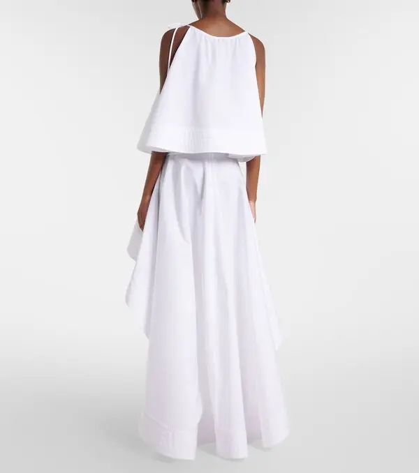 Stella McCartney Asymmetric Ruffled Cotton Poplin Miniskirt - White