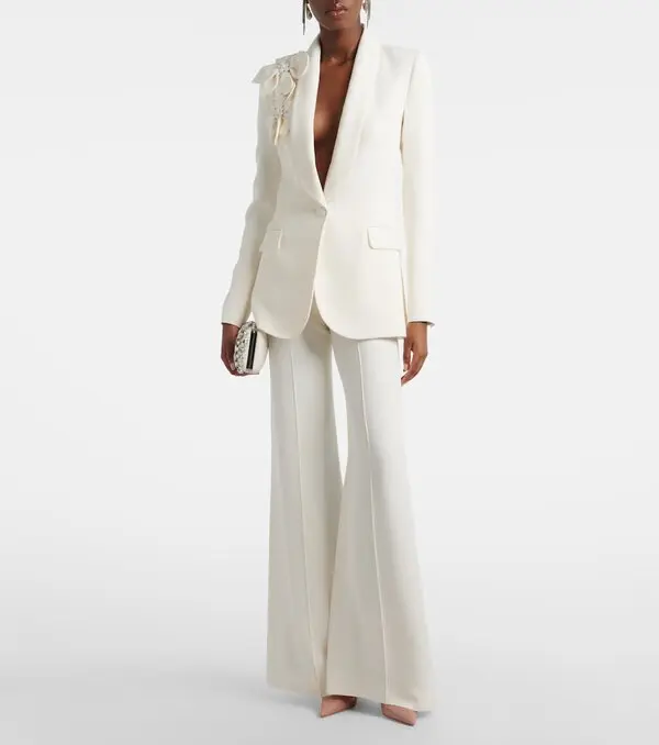 Elie Saab High-rise Wide-leg Cady Pants - White