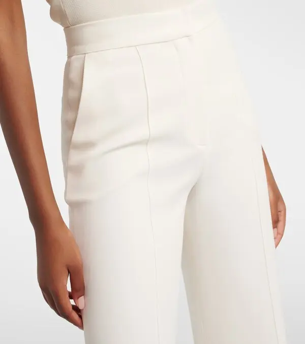 Elie Saab High-rise Wide-leg Cady Pants - White