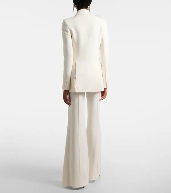 Elie Saab High-rise Wide-leg Cady Pants - White