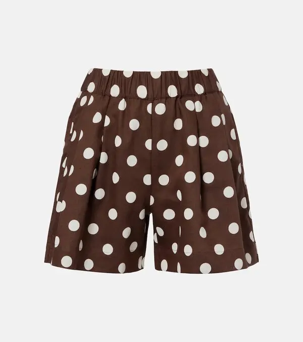 Asceno Zurich Polka-dot Linen And Cotton Shorts - Brown