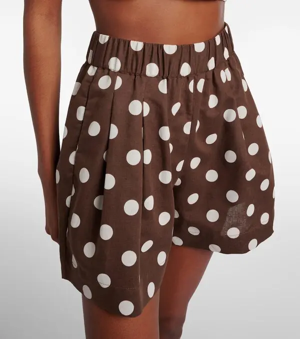 Asceno Zurich Polka-dot Linen And Cotton Shorts