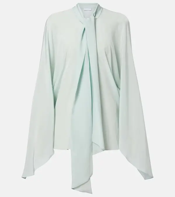 Stella McCartney Tie-neck Silk Blouse In Frosty Blue