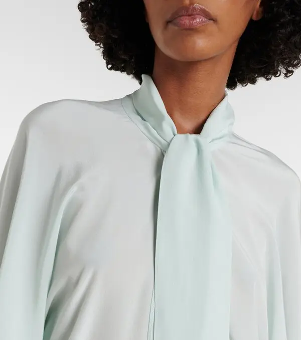 Stella McCartney Tie-neck Silk Blouse In Frosty Blue