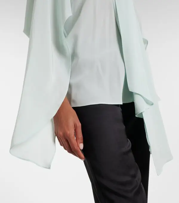 Stella McCartney Tie-neck Silk Blouse In Frosty Blue