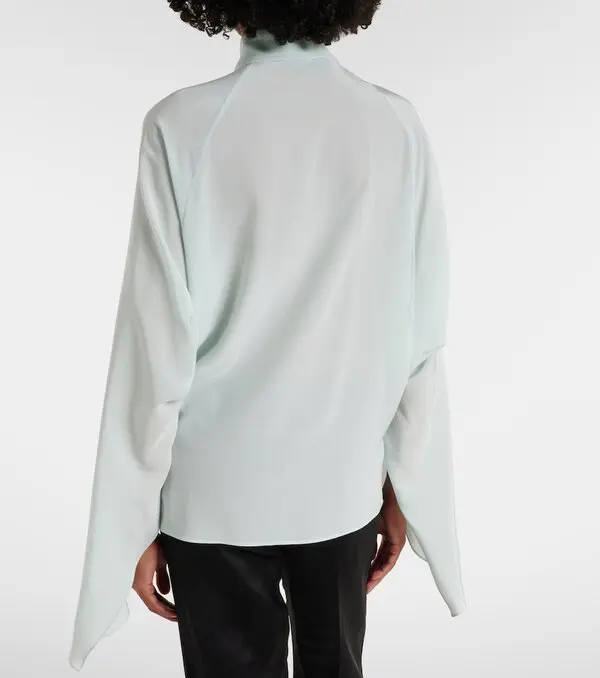Stella McCartney Tie-neck Silk Blouse In Frosty Blue
