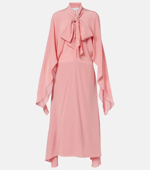 Stella McCartney Silk Midi Dress With Self-tie Collar