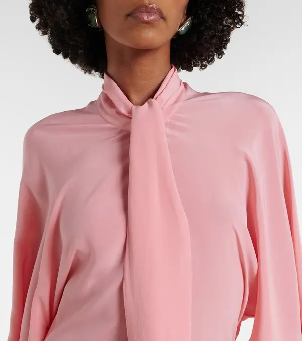 Stella McCartney Silk Midi Dress With Self-tie Collar