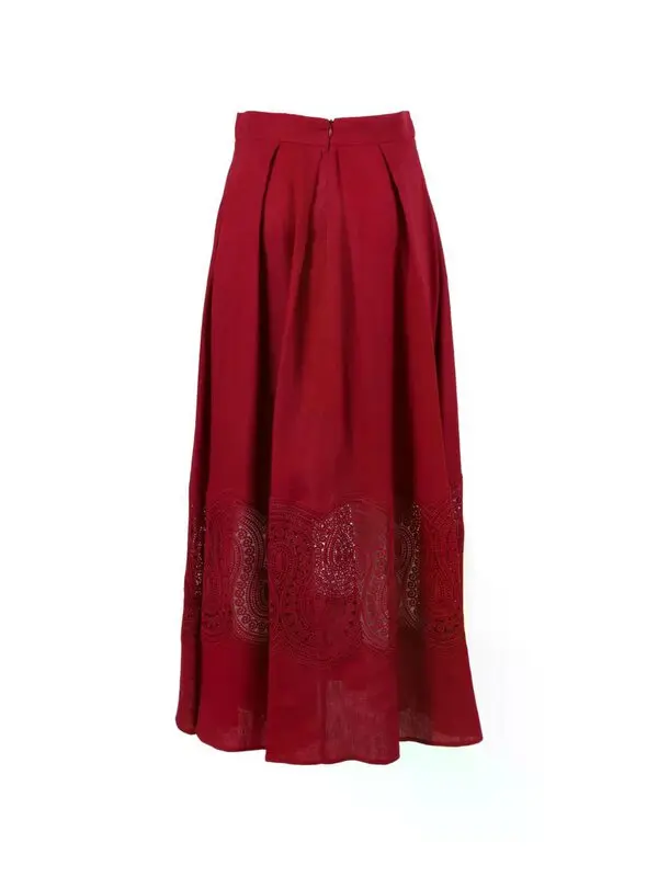 CLIPS Lace-trim Pleated Skirt - Red