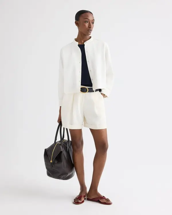 TWP Coated Viscose Linen Pleated Shorts