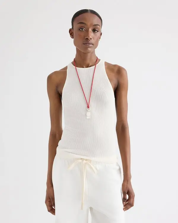 TWP Ribbed Viscose Silk Tank - Ivory