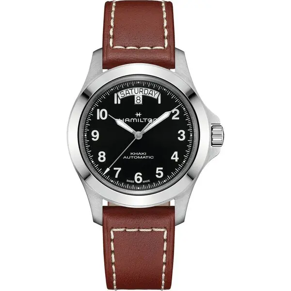 Hamilton Khaki Field Automatic Watch With Leather Strap - Black