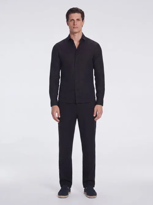 MOEVA James Linen Slim-fit Shirt - Black