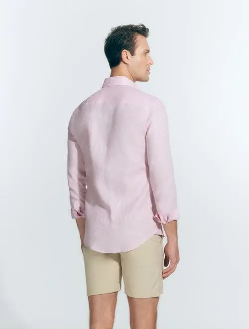 MOEVA James Linen Slim-fit Shirt - Pink