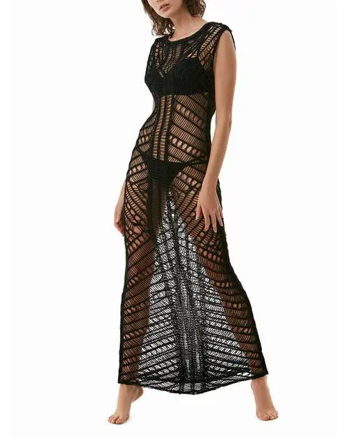 MOEVA Luna Crochet Maxi Cover-up Dress - Black