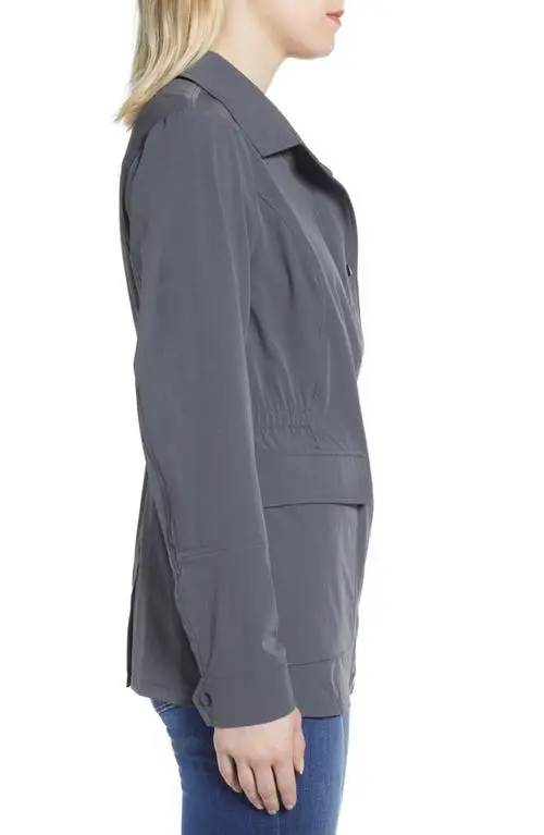 Sam Edelman Shirt Jacket With Drawstring Waist And Zip Chest Pocket