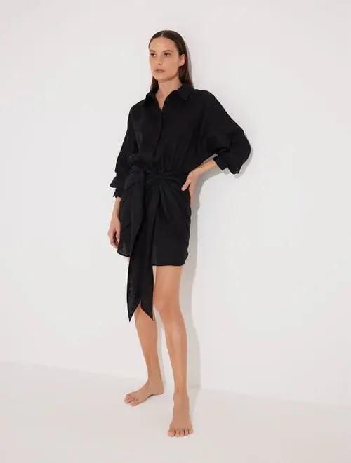 MOEVA Guadalupe Linen Shirt Dress Cover-up