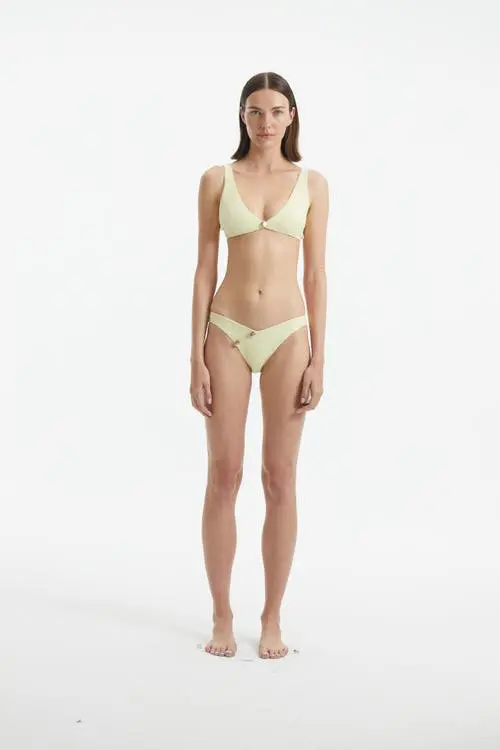 MOEVA V-neck Bikini Top With Gold Button Embellishments - Yellow