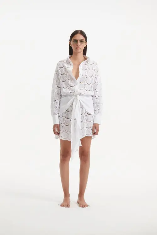 MOEVA Nayeli Broderie Anglaise Long Sleeve Shirt Dress
