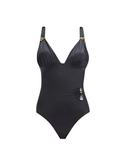 MOEVA Marina Halter Neck One Piece Swimsuit With Ruched Detailing