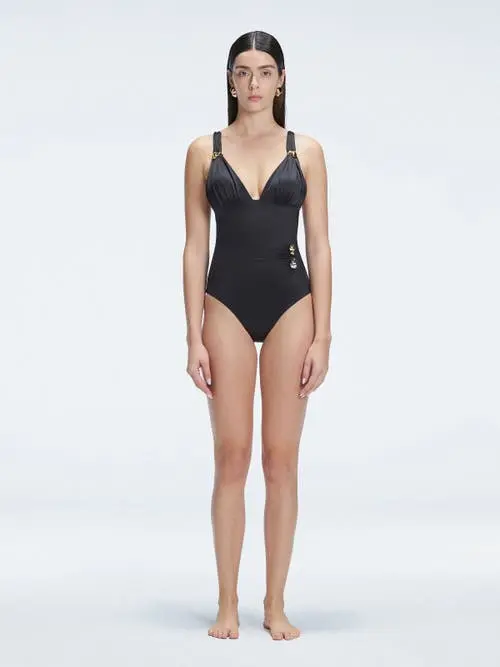 MOEVA Marina Halter Neck One Piece Swimsuit With Ruched Detailing