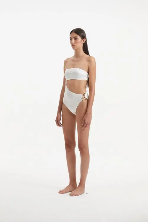 MOEVA Marilla High Waist Strapless One-piece Swimsuit With Gold Sculpted Accessory