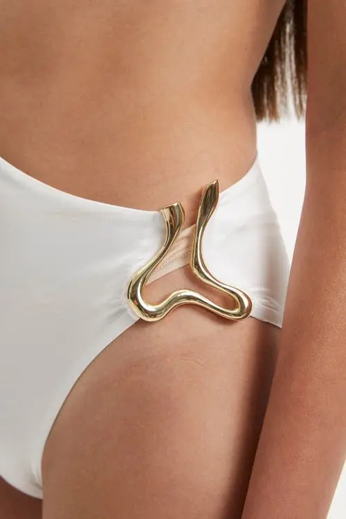 MOEVA Marilla High Waist Strapless One-piece Swimsuit With Gold Sculpted Accessory
