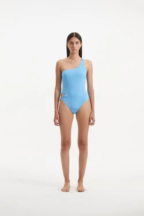 MOEVA Kaimana One-shoulder Satin One-piece Swimsuit - Blue