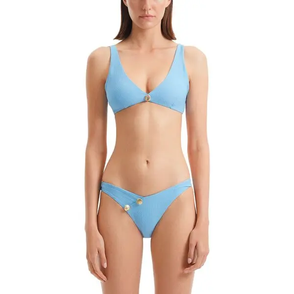 MOEVA Aeron Bikini Bottom With Shell Gold Button Details - Blue