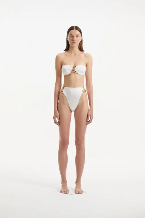 MOEVA Clyde High-waist Bikini Bottom With Gold Embellishment - White