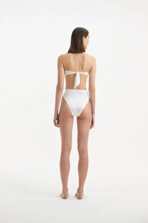 MOEVA Clyde High-waist Bikini Bottom With Gold Embellishment - White