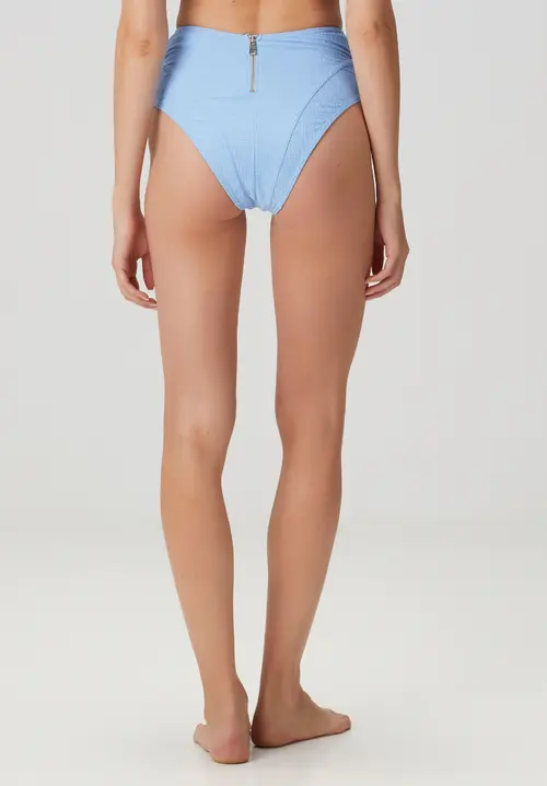 MOEVA Adva High Waist Bikini Bottom With Shell Gold Button Detail