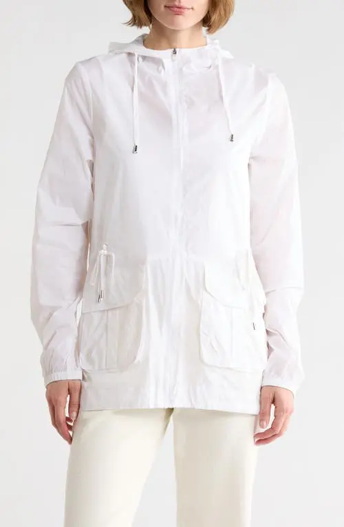 Sam Edelman Hooded Anorak With Drawstring Details - White