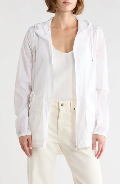 Sam Edelman Hooded Anorak With Drawstring Details - White